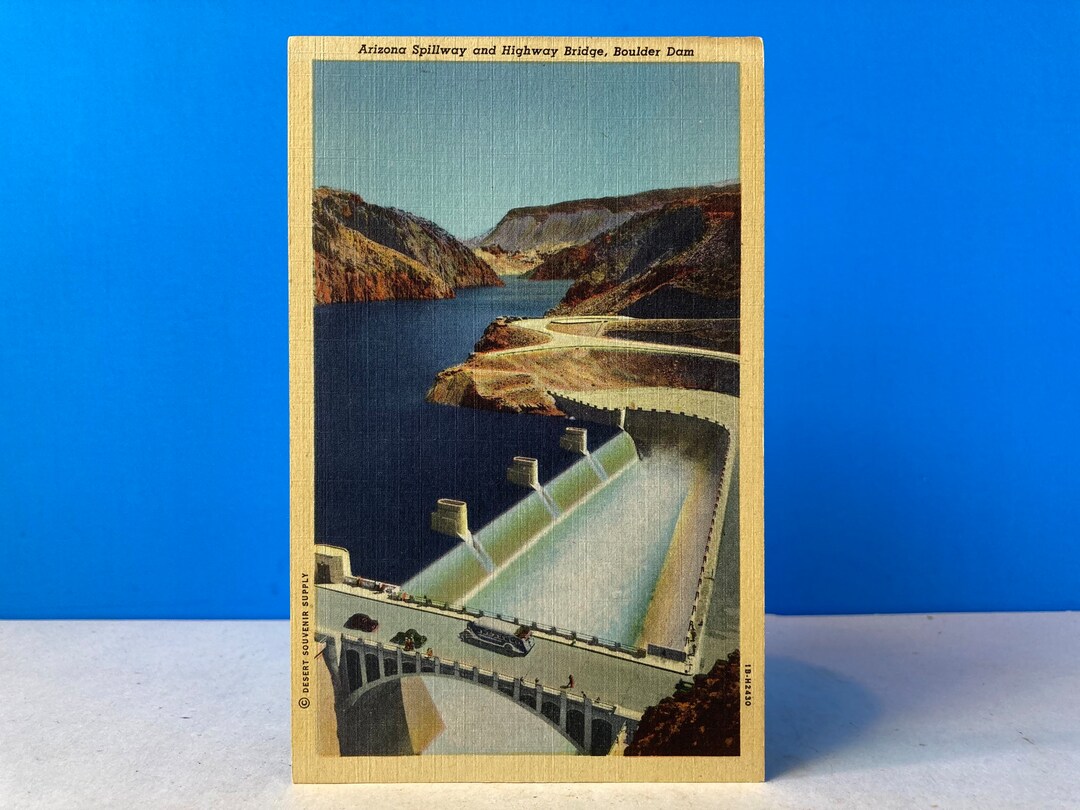 Arizona Spillway and Highway Bridge Boulder Dam Linen Postcard - Etsy