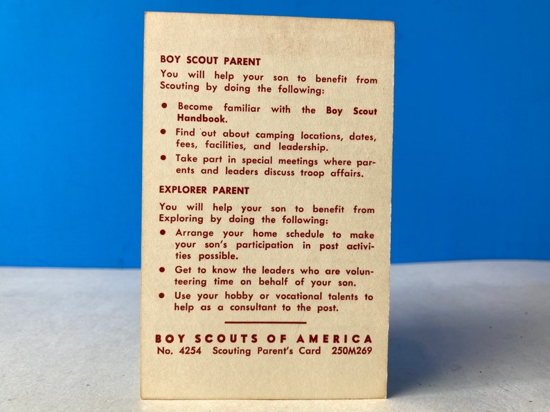 BSA Parents in Scouting Card - Etsy