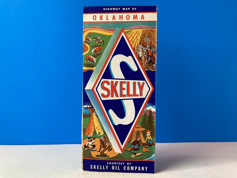 Highway Map of Oklahoma Skelly - Etsy