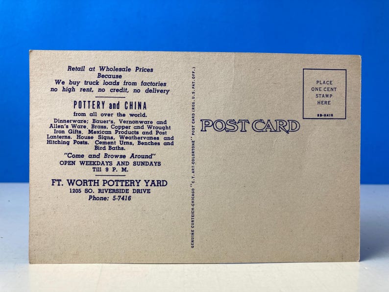 Fort Worth Pottery Yard Linen Postcard - Etsy