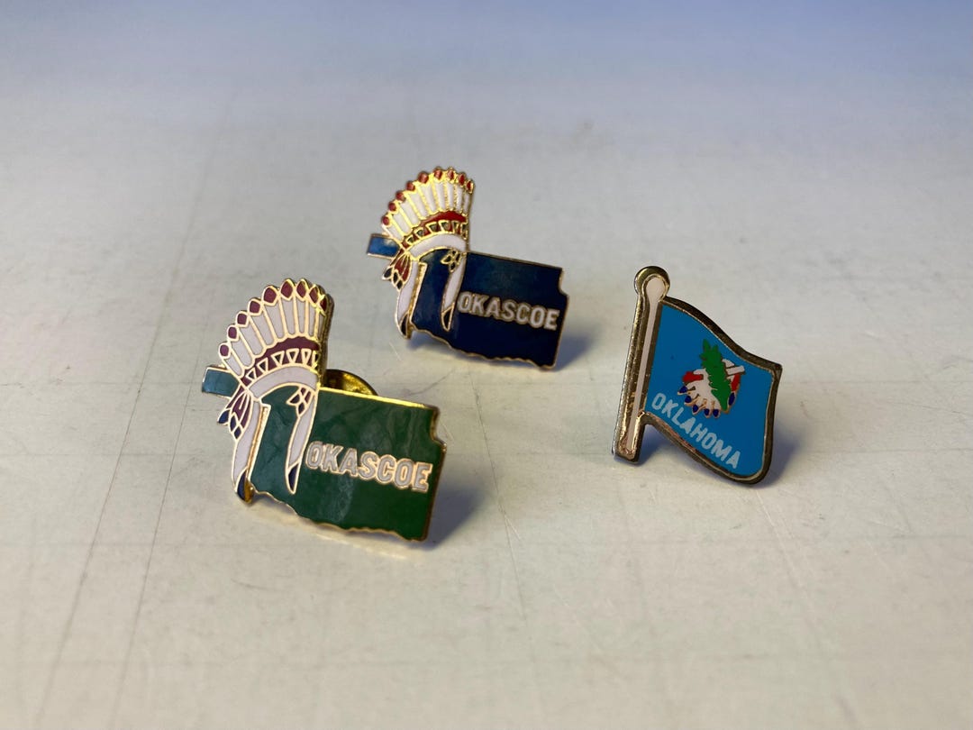 Vintage Oklahoma Enamel Pin Button - Etsy