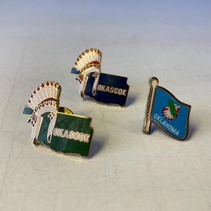 Vintage Oklahoma Enamel Pin Button - Etsy