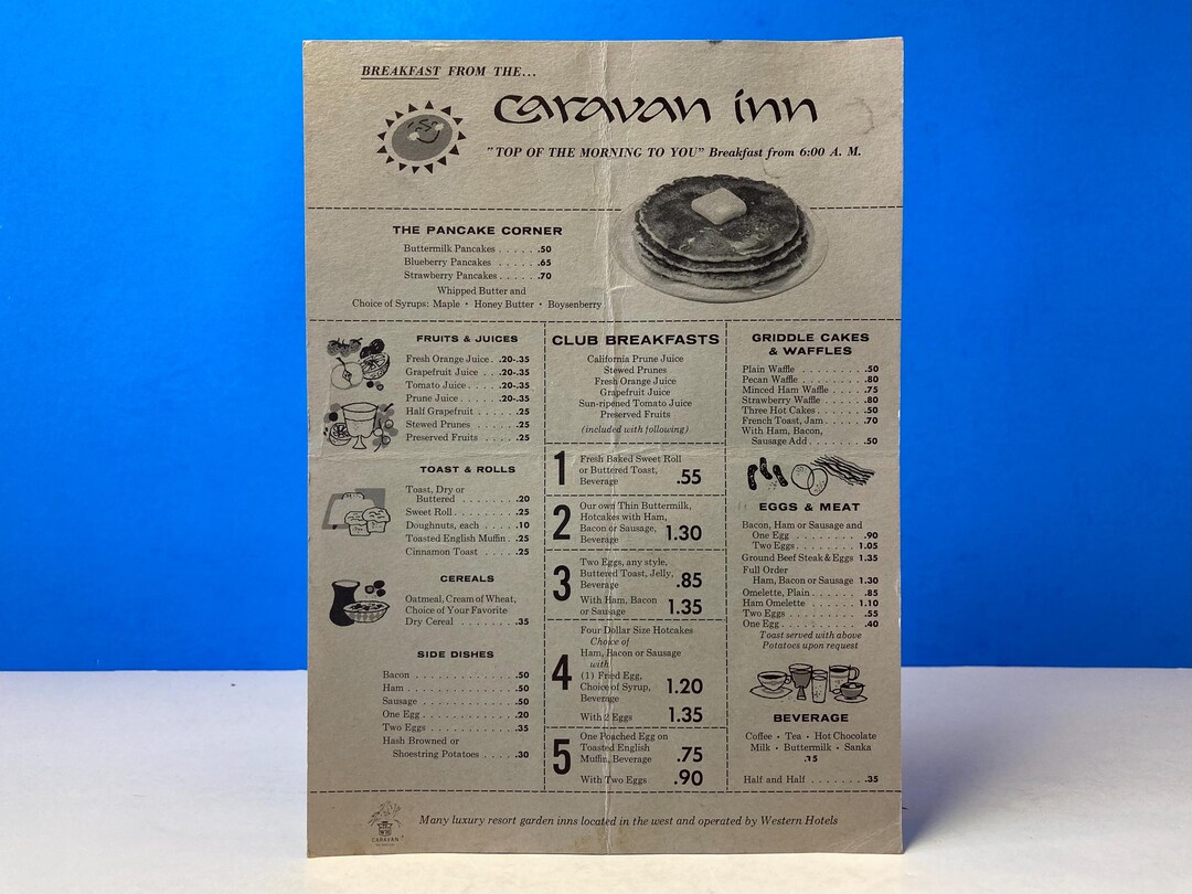 Caravan Inn Breakfast Menu - Etsy