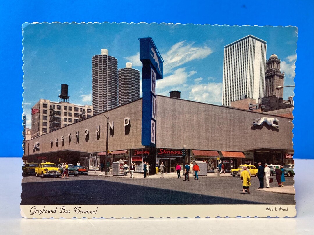 Greyhound Bus Terminal Postcard Chicago - Etsy