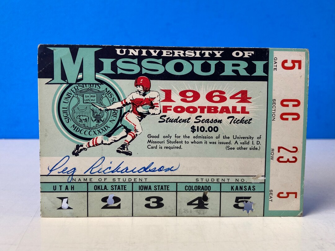 University of Missouri Student Season Ticket Stub - Etsy