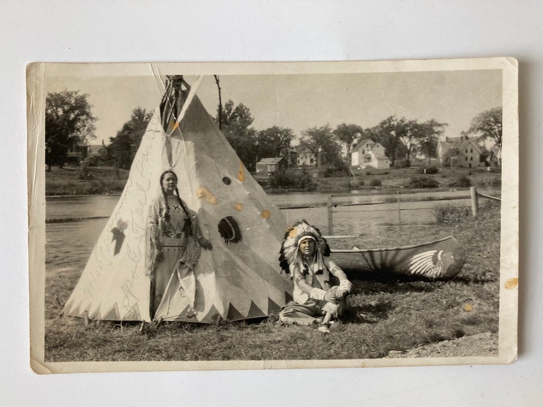 Native Americans Tipi and Canoe Oklahoma RPPC Postcard - Etsy