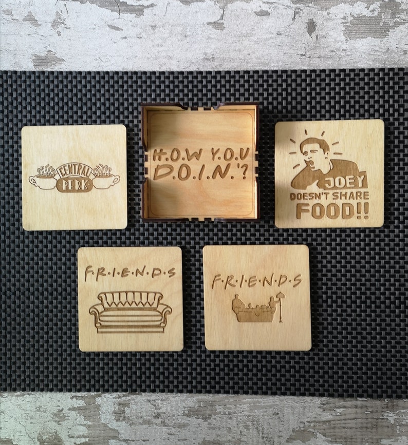 Set of 4 Laser Cut and Engraved FRIENDS TV Show Coasters | Etsy UK