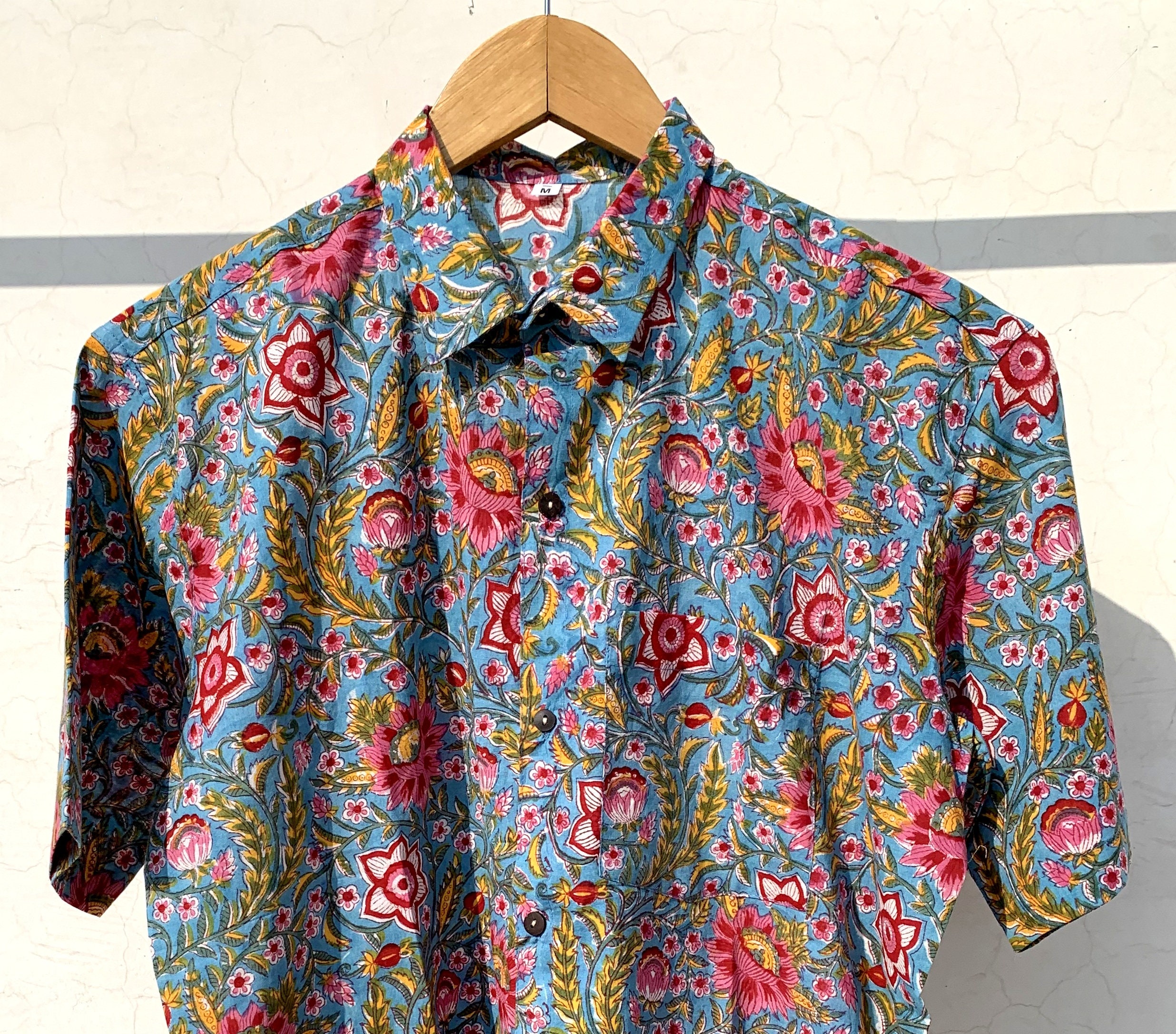 Cotton Mens / Women Shirt , Indian Hand Block Printed Shirt , Cottan ...