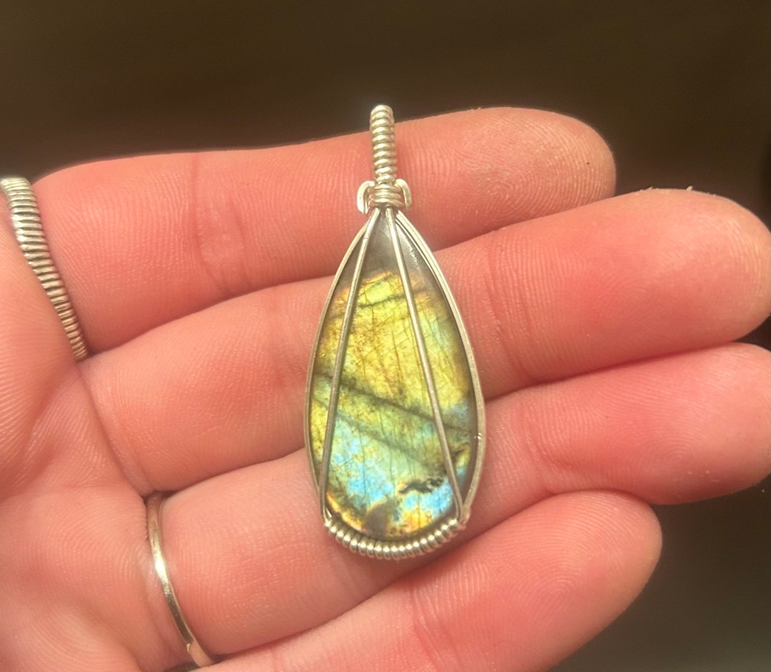 Wire Wrapped Labradorite Pendant, Labradorite Wire Wrap Pendant, Wire ...