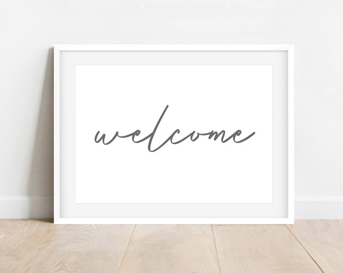 Welcome Sign Printable, Welcome Printable Wall Art Sign, Home Welcome Print, Frameable Welcome ...