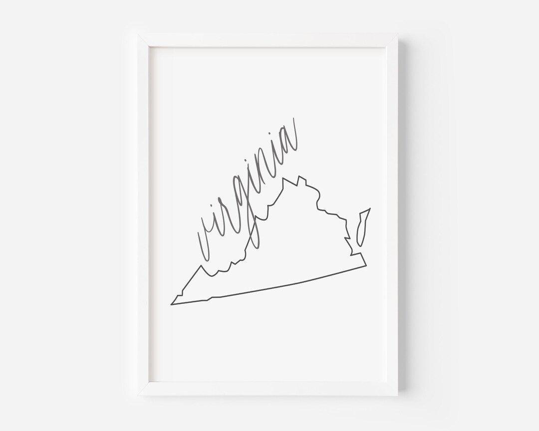 Virginia State Printable Wall Art, Printable Virginia Outline Map ...