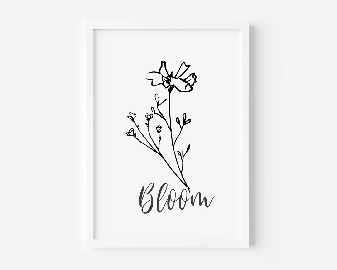 Bloom Flower Design Printable Art, Flower Doodle Art Print, Bloom ...