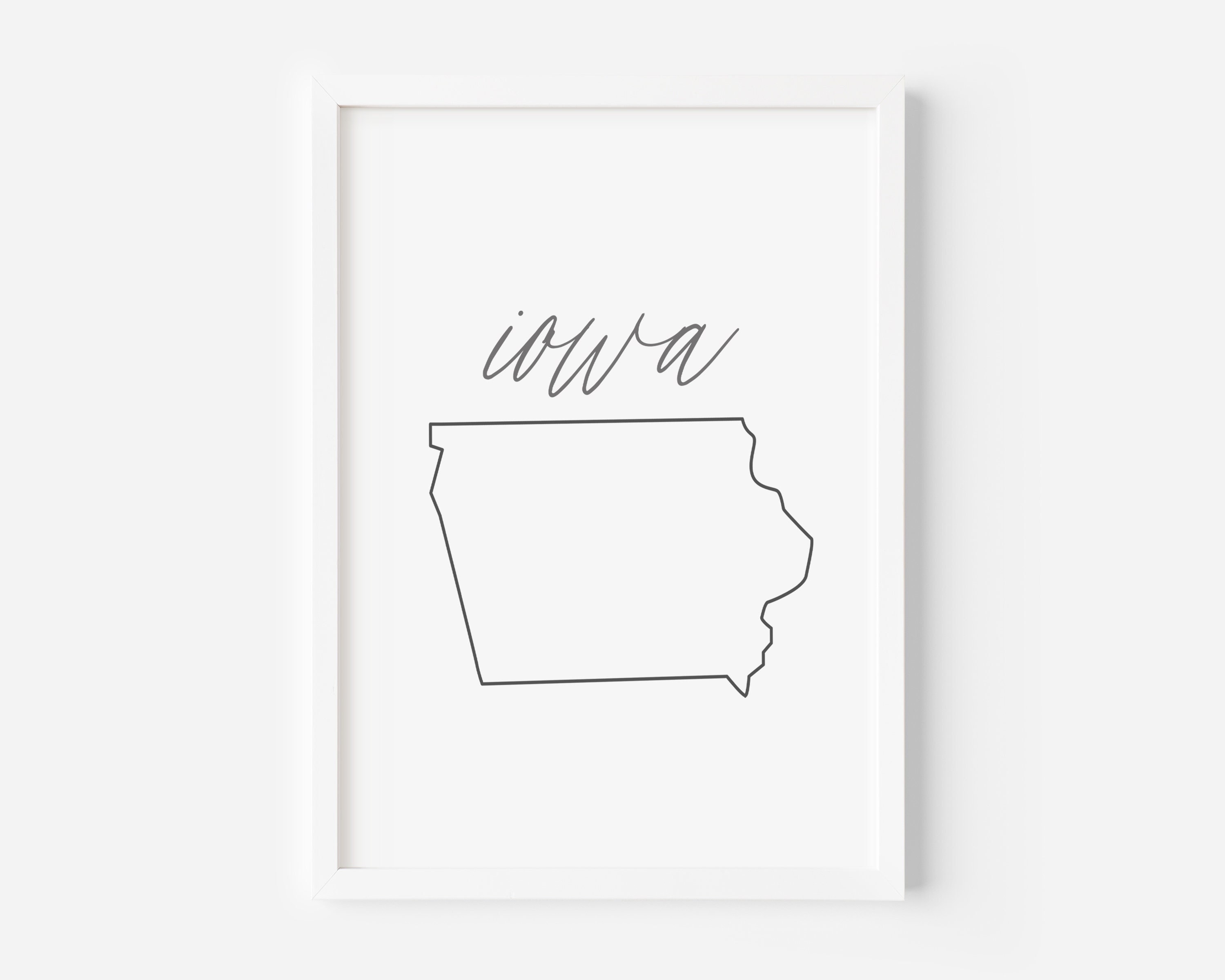 Iowa State Printable Wall Art Printable Iowa Outline Map - Etsy