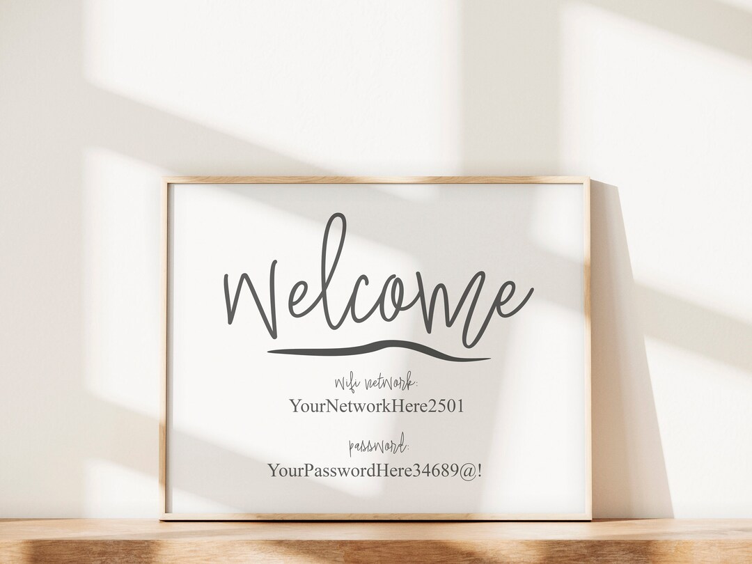 Personalized Welcome Wifi Sign Printable, Custom Wifi Network and ...