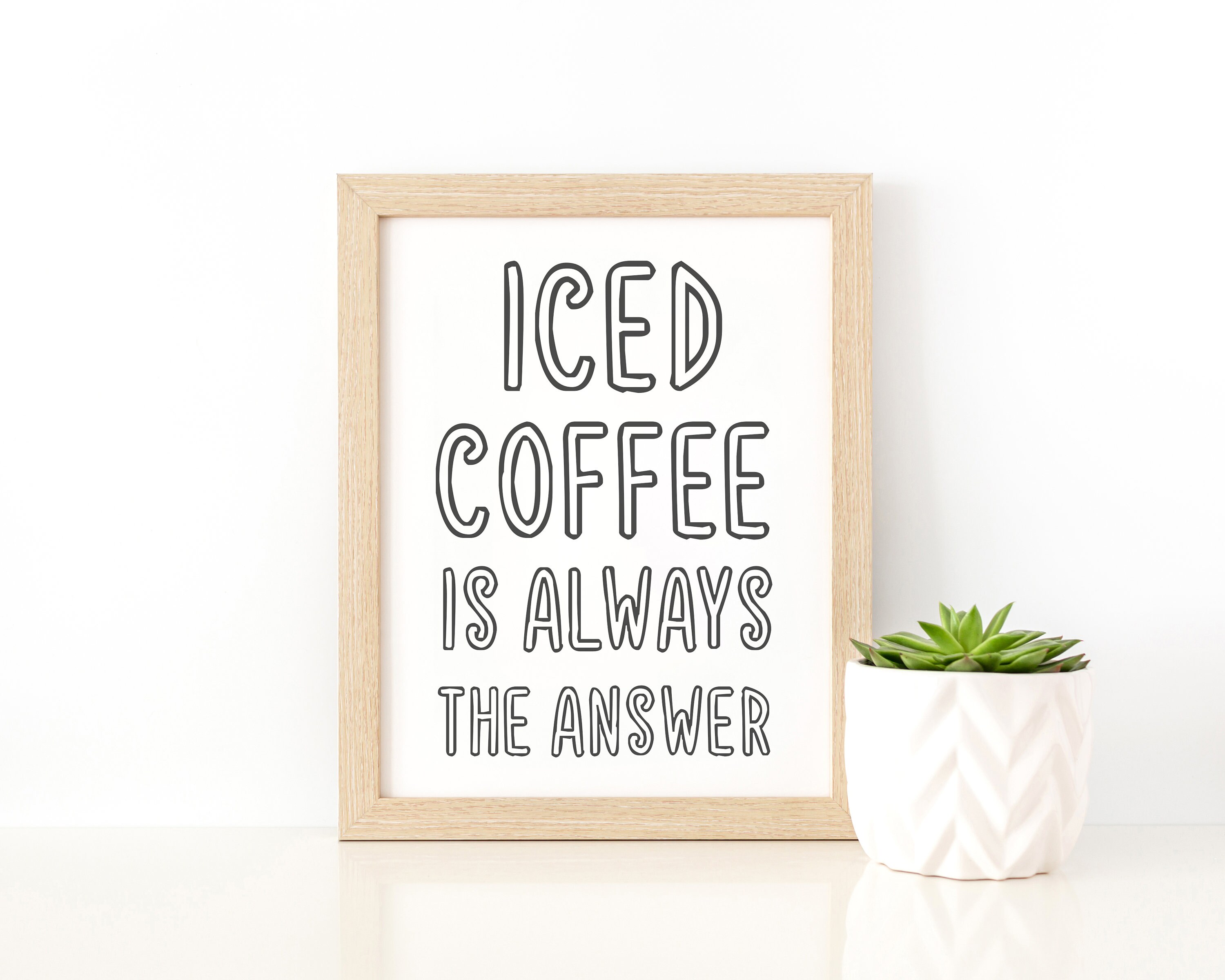 Iced Coffee is Always the Answer Printable Wall Art, Coffee Quote ...