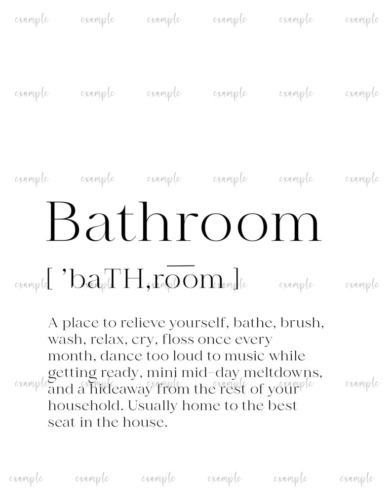 Bathroom Dictionary Defintion Printable Art Dictionary - Etsy