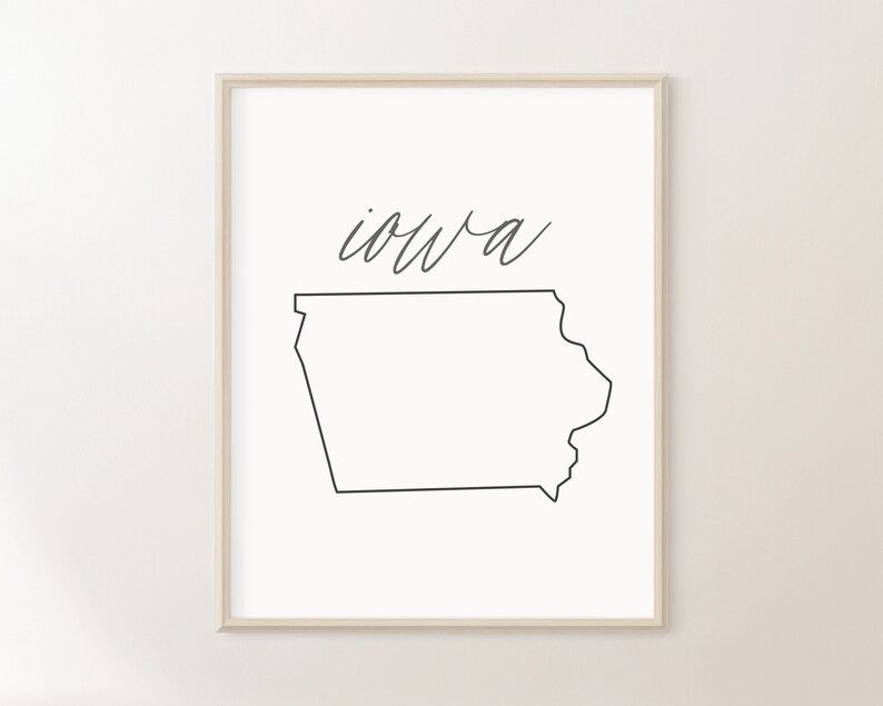 Iowa State Printable Wall Art Printable Iowa Outline Map - Etsy