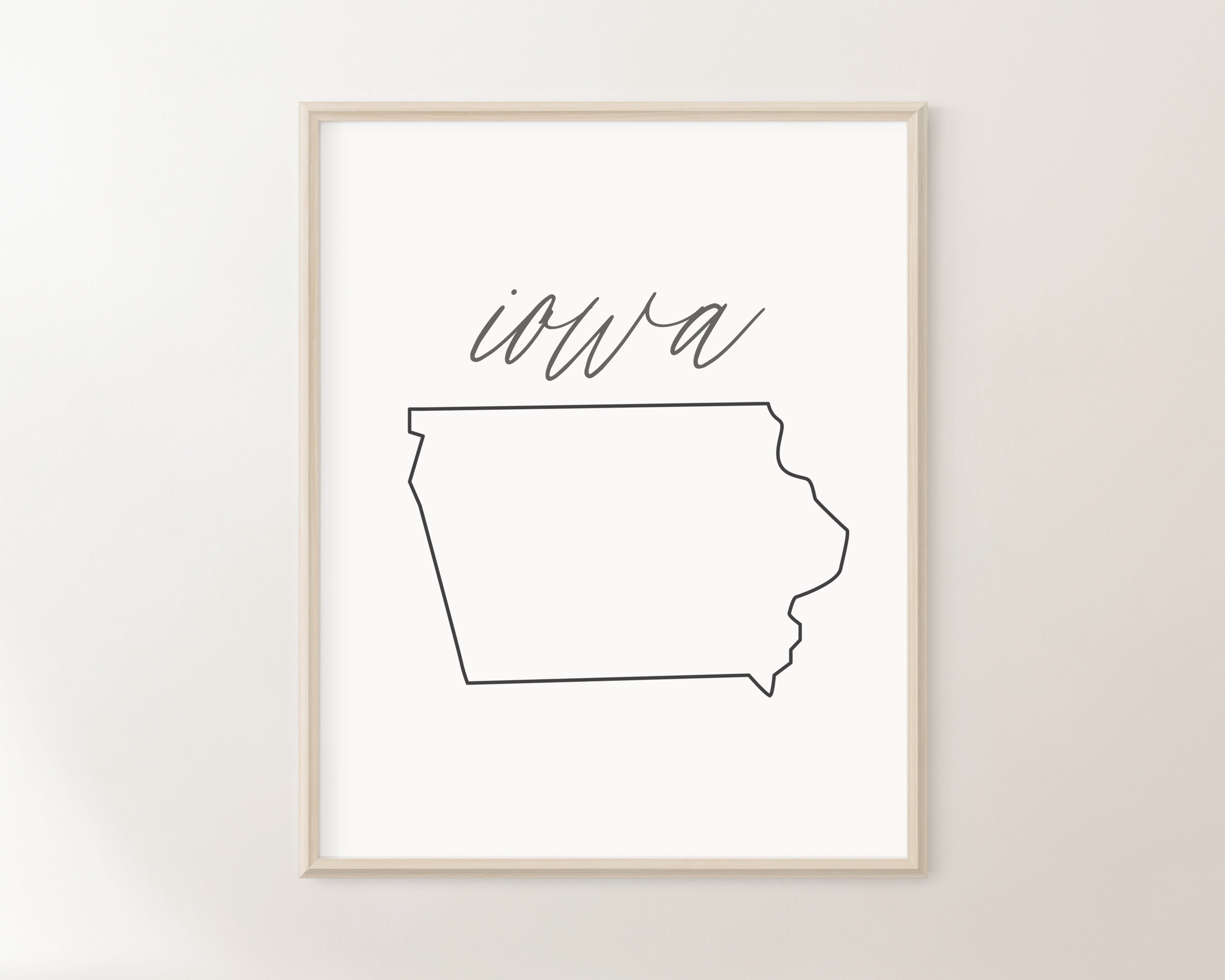 Iowa State Printable Wall Art Printable Iowa Outline Map - Etsy