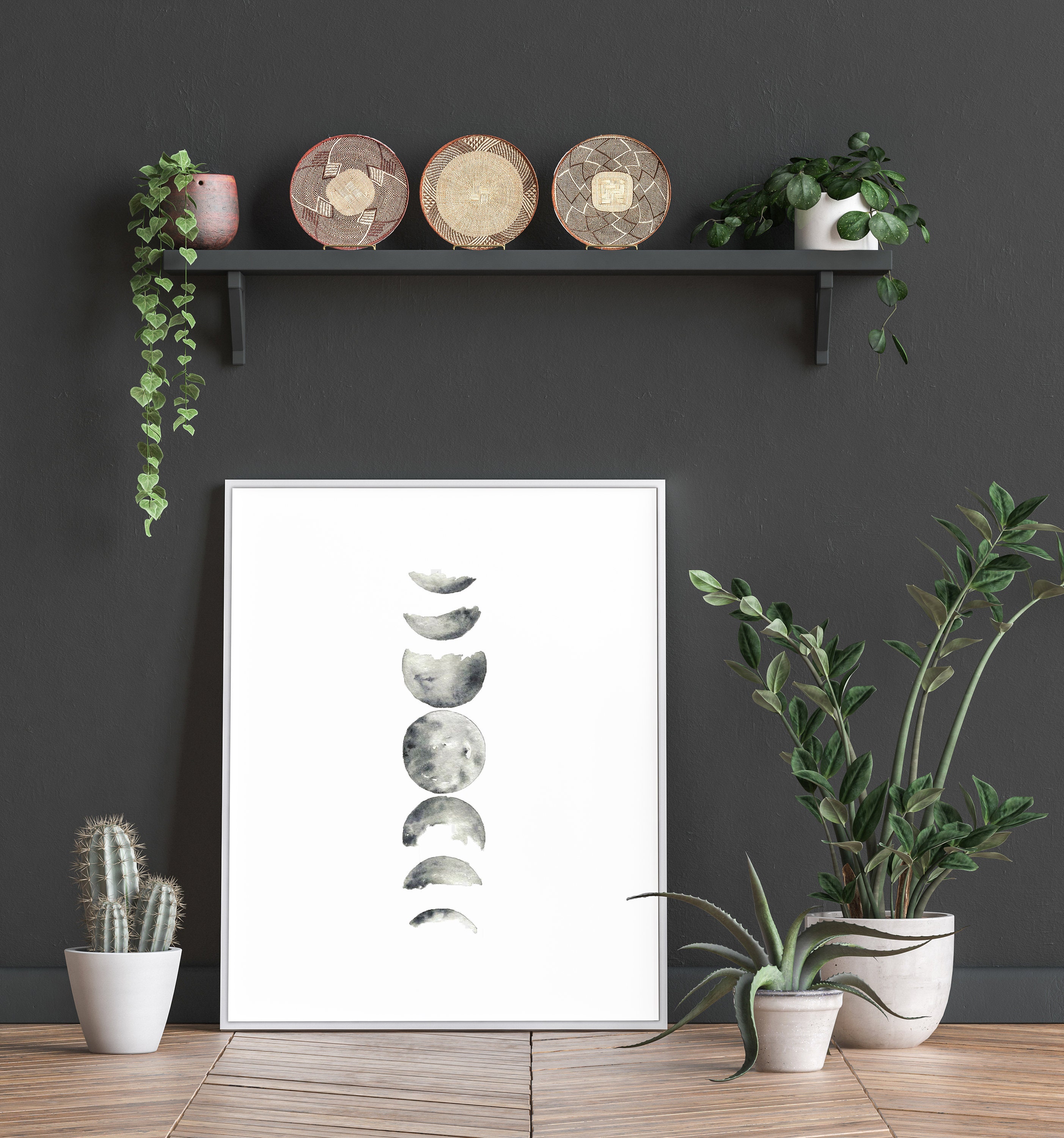 Moon Phase Printable. Moon Cycle Wall Art Digital Print - Etsy