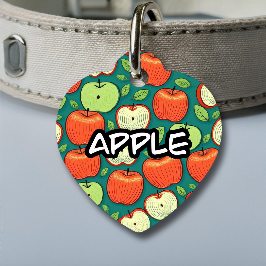 Apple Pet Tag, Apple Dog Tag, Custom Dog Tag, Custom Print Tag, Dog Tag ...