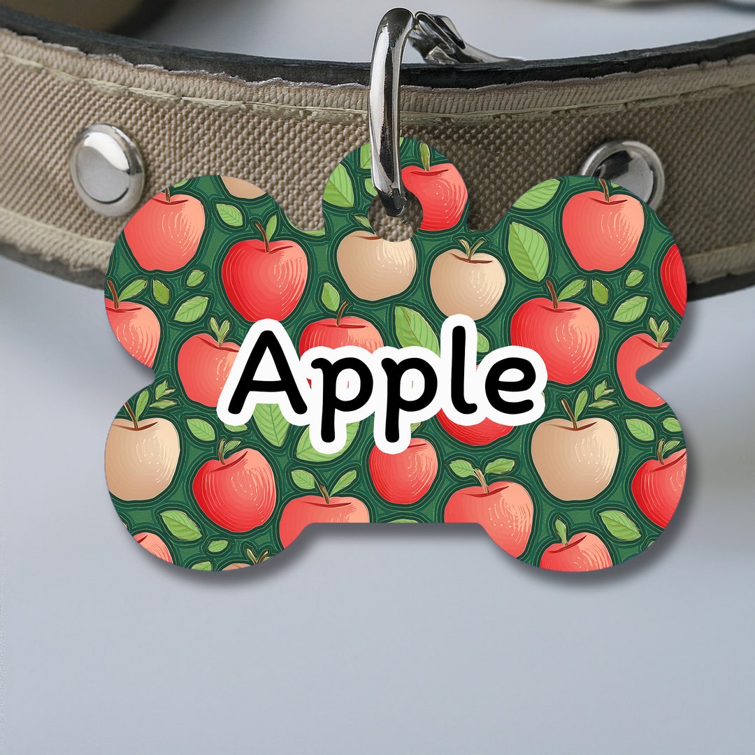 Apple Pet Tag, Apple Dog Tag, Custom Dog Tag, Custom Print Tag, Dog Tag ...