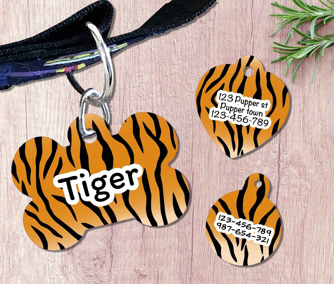 Tiger Pet ID Tag, Custom Tag, Tiger Dog Tag, Dog Tag, Personalised Pet ...