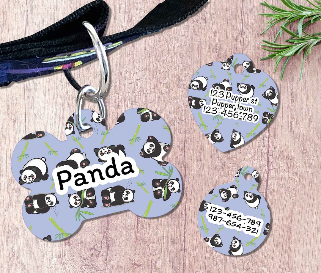 Panda Pet ID Tag, Custom Tag, Panda Dog Tag, Dog Tag, Personalised Pet ...