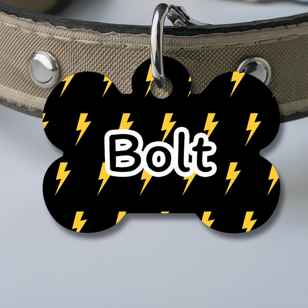 Bolt Pet Tag, Pet ID Tag, Custom Dog Tag, Custom Print Tag, Lightning ...