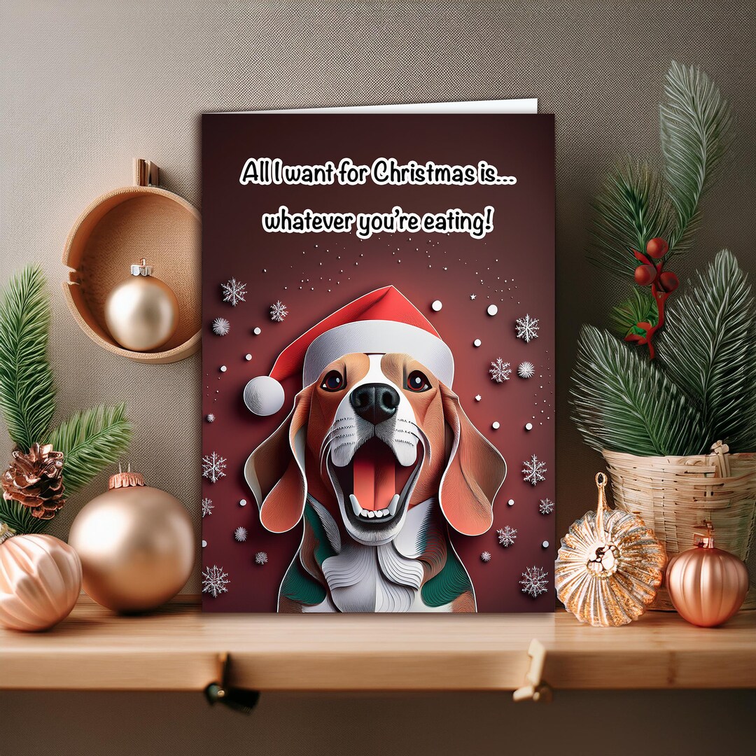 Beagle Christmas Card, Personalized Beagle Holiday Greeting, Dog Lover ...