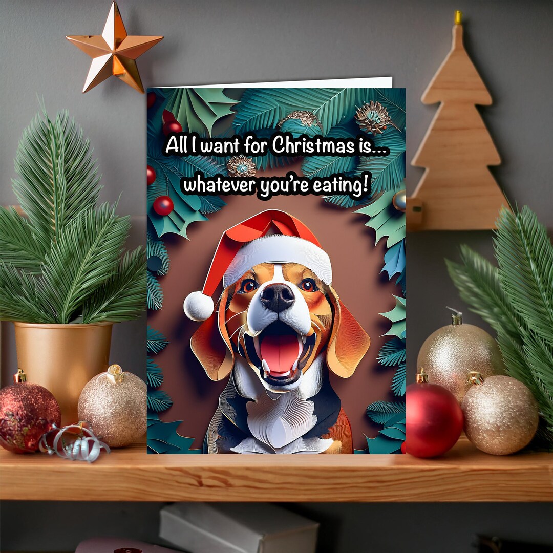 Beagle Christmas Card, Personalized Beagle Holiday Greeting, Dog Lover ...