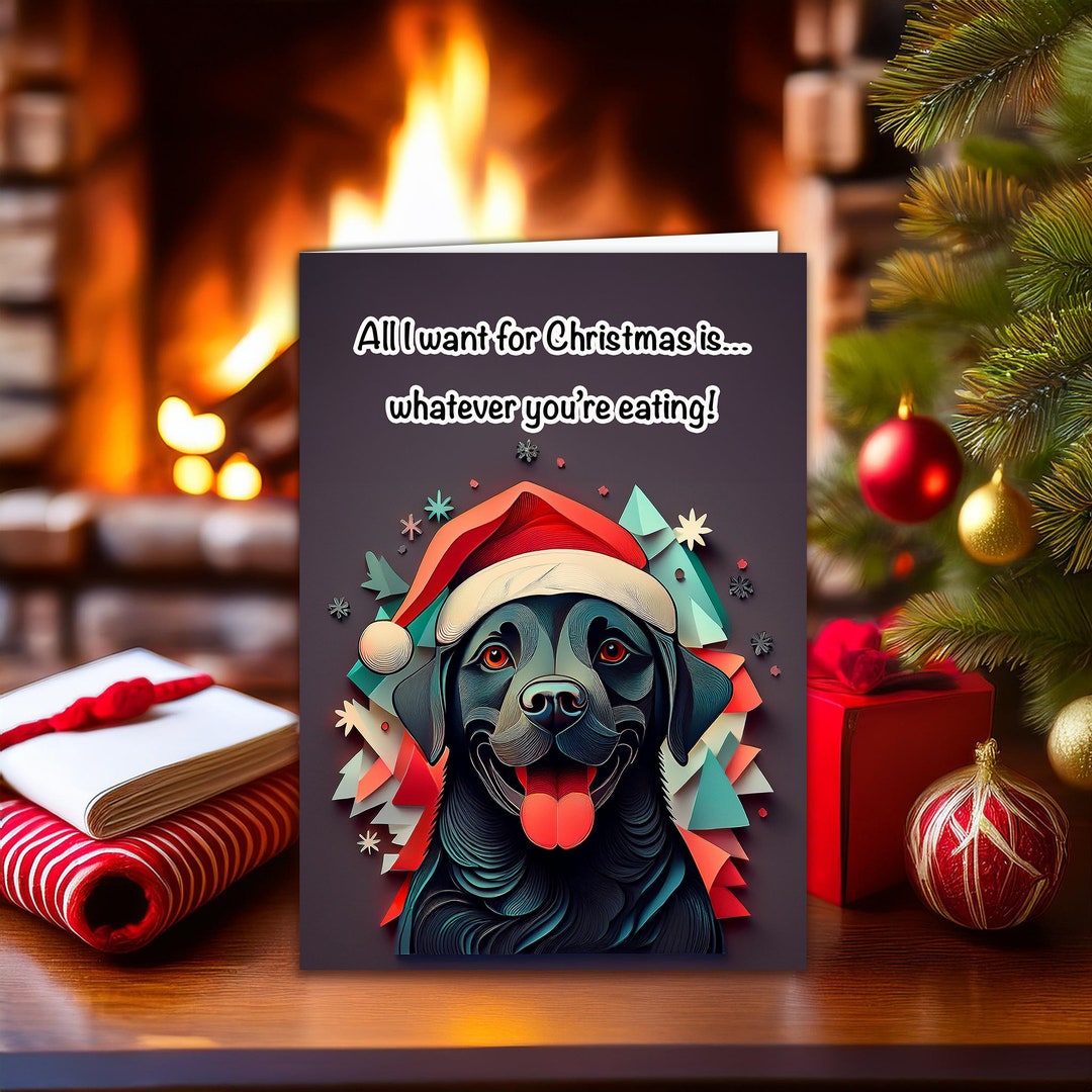 Black Labrador Christmas Card, Black Labrador Holiday Card, Dog Lover ...