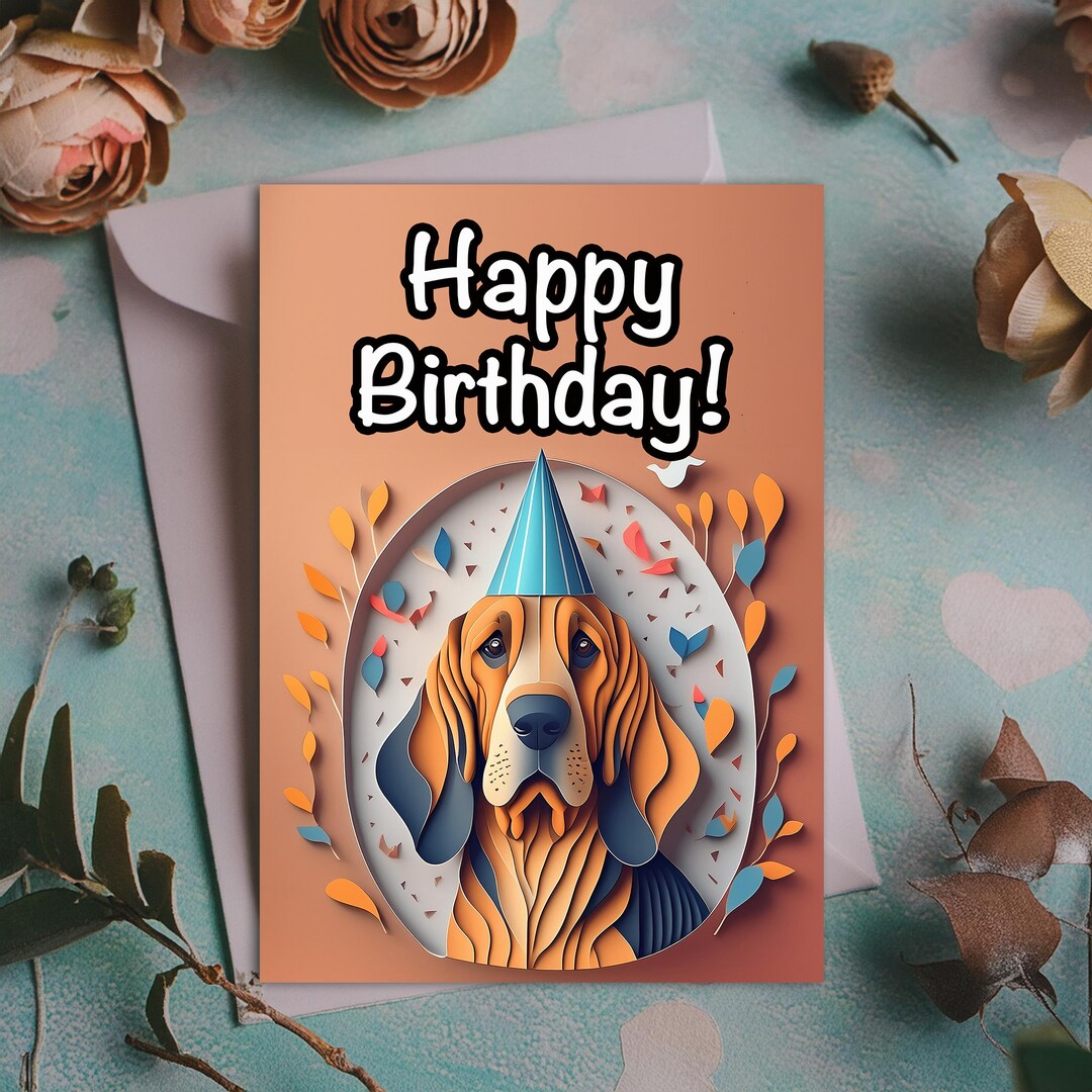 Bloodhound Birthday Card, Cute Dog Greeting Card, Bichon Lover Gift ...