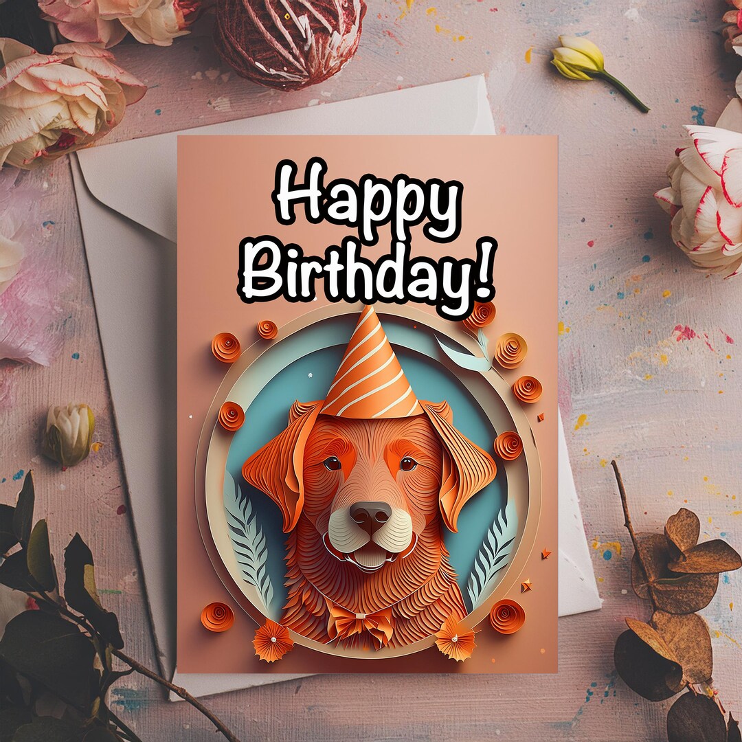 Fox Red Labrador Dog Birthday Card, Cute Dog Greeting Card, Fox Red ...