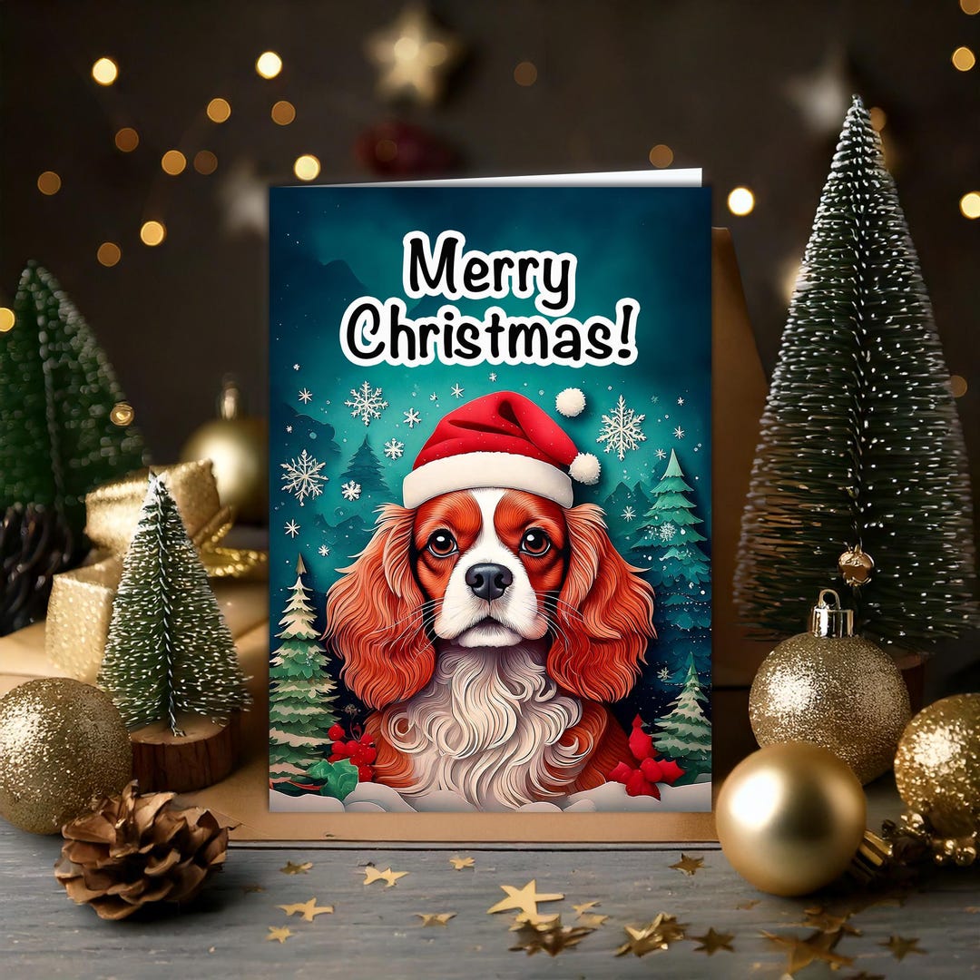 King Charles Spaniel Christmas Card, Personalized King Charles Spaniel ...