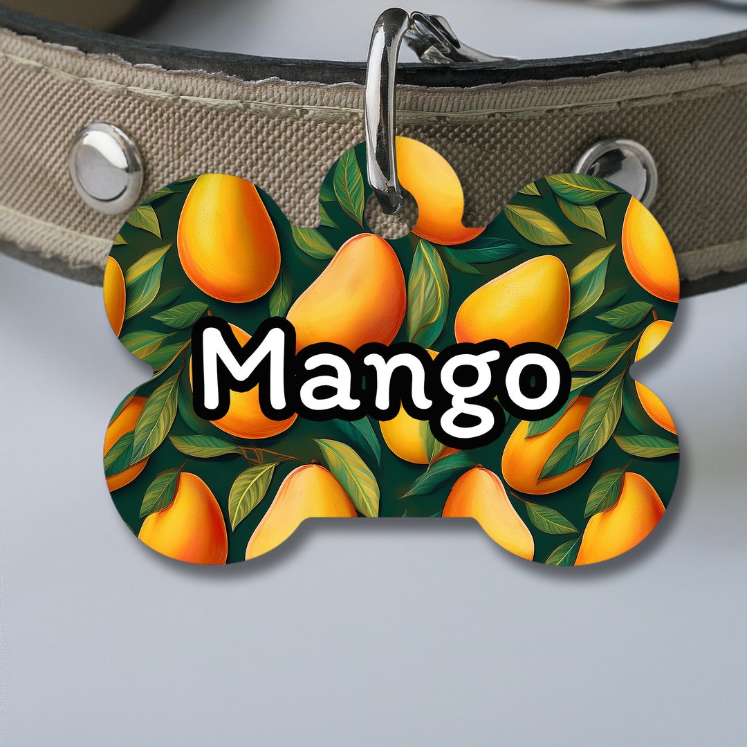 Mango Pet Tag, Pet ID Tag, Custom Dog Tag, Custom Print Tag, Floral ...