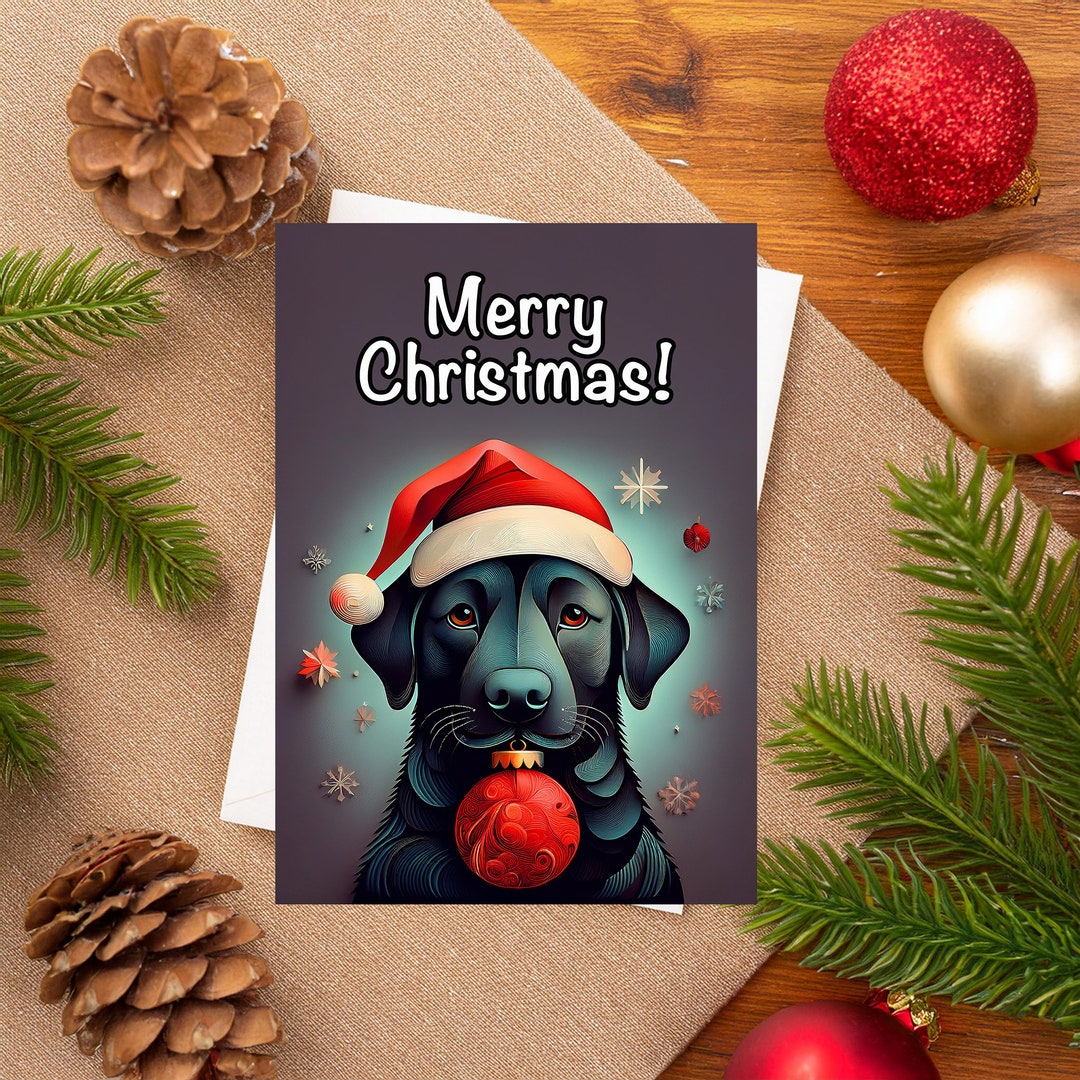 Black Labrador Christmas Card, Black Labrador Holiday Card, Dog Lover ...