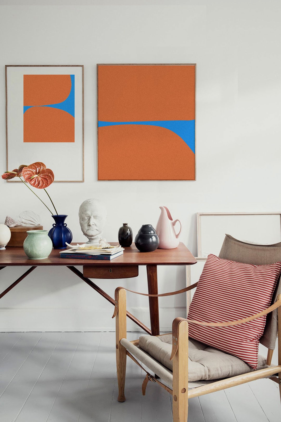 Set of 2 Rising Abstract Color Block Art Prints Minimalist Cutouts in ...