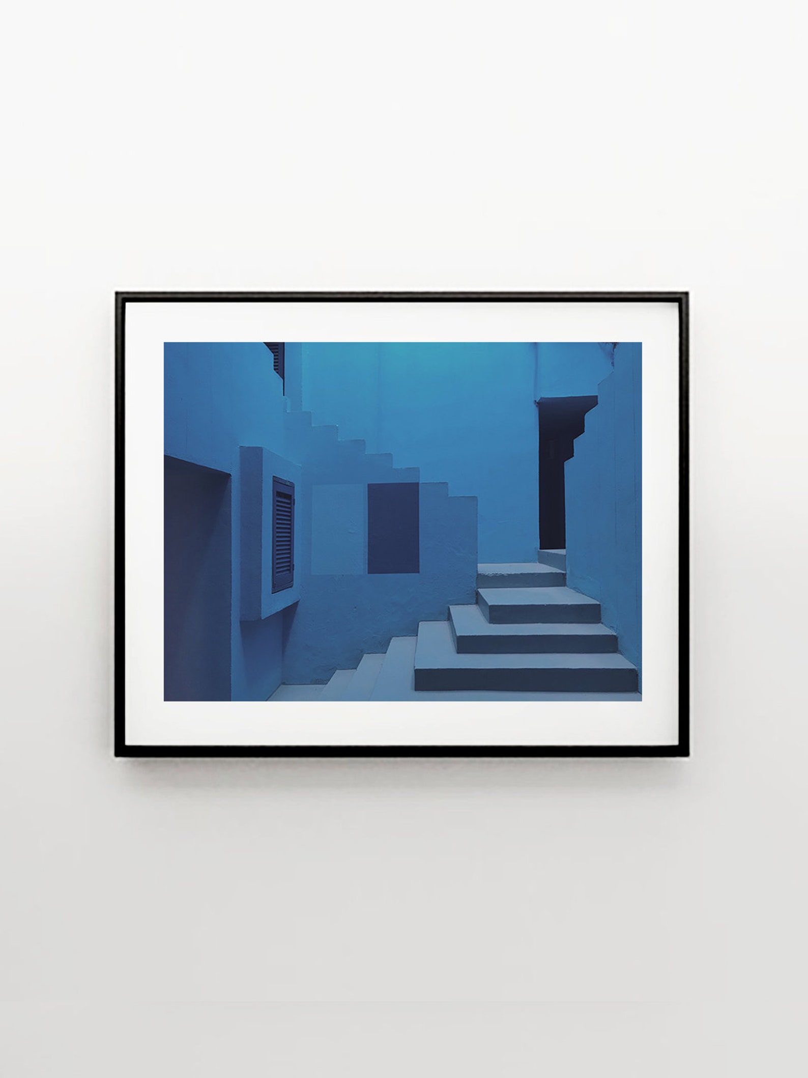 The Red Wall Architecture Photography Print in Blue Color Palette by ...