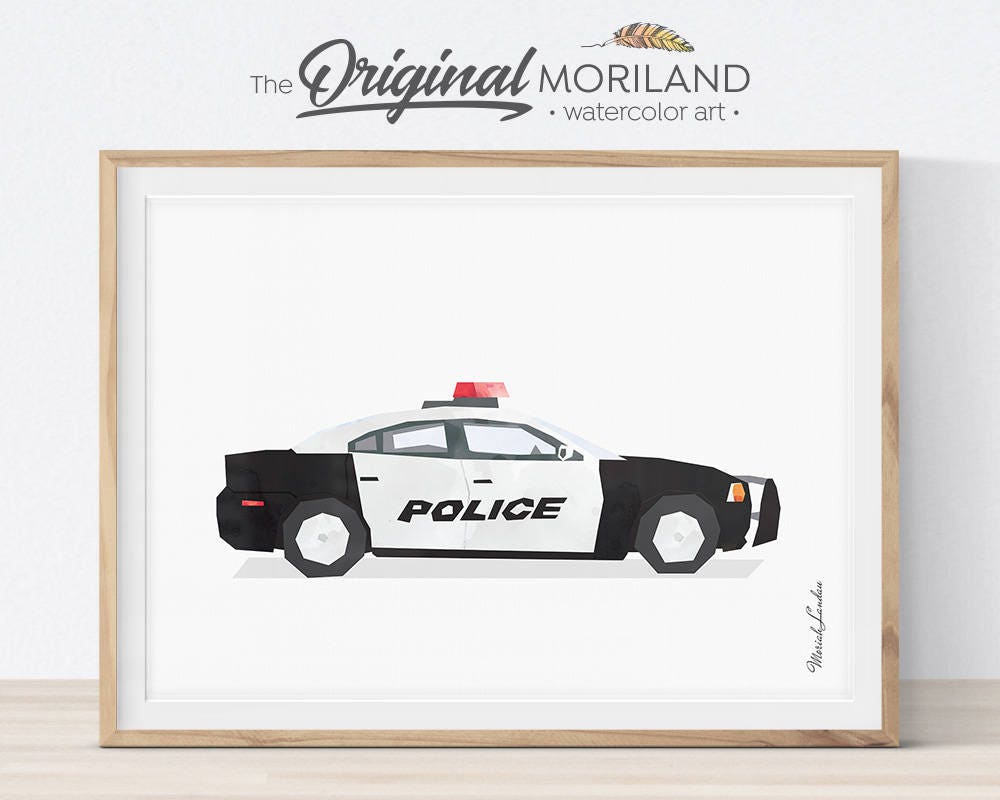 Police Car Wall Art Police Car Print Transportation Wall - Etsy