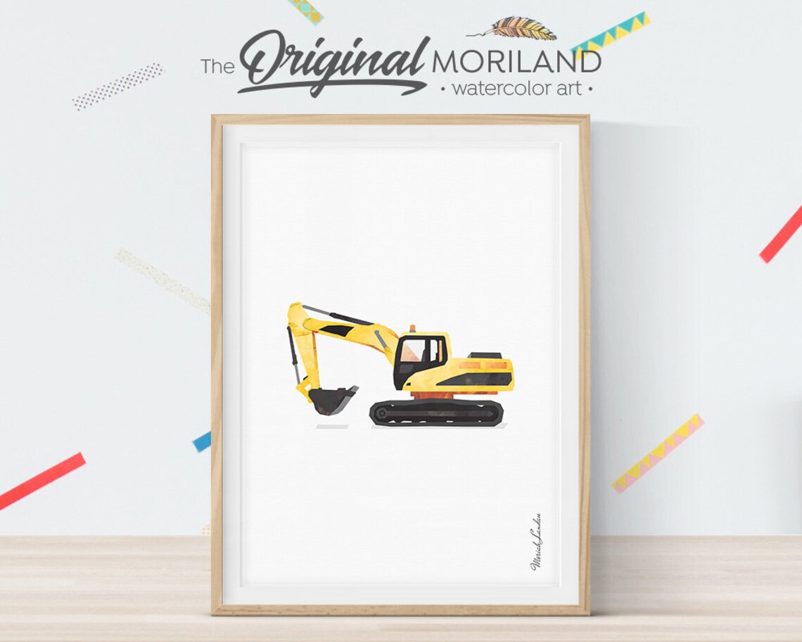 Excavator Print Vertical Digger Wall Decor Digger Print | Etsy