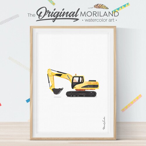 Excavator Print Digger Art Print Toddler Room Decor Boy - Etsy