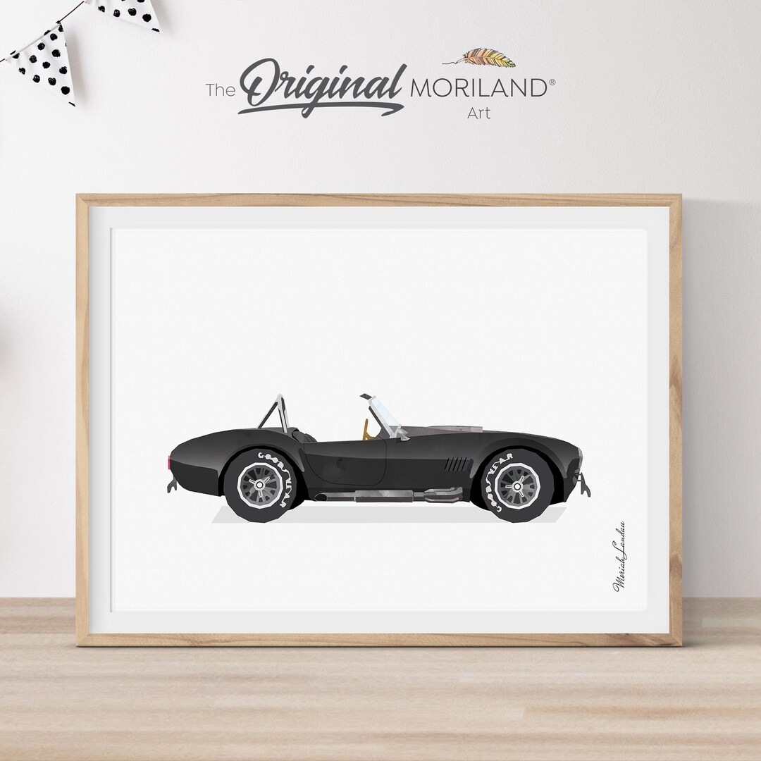 Black Convertible Sports Car Print, Vintage Car Printable, Boy Nursery ...