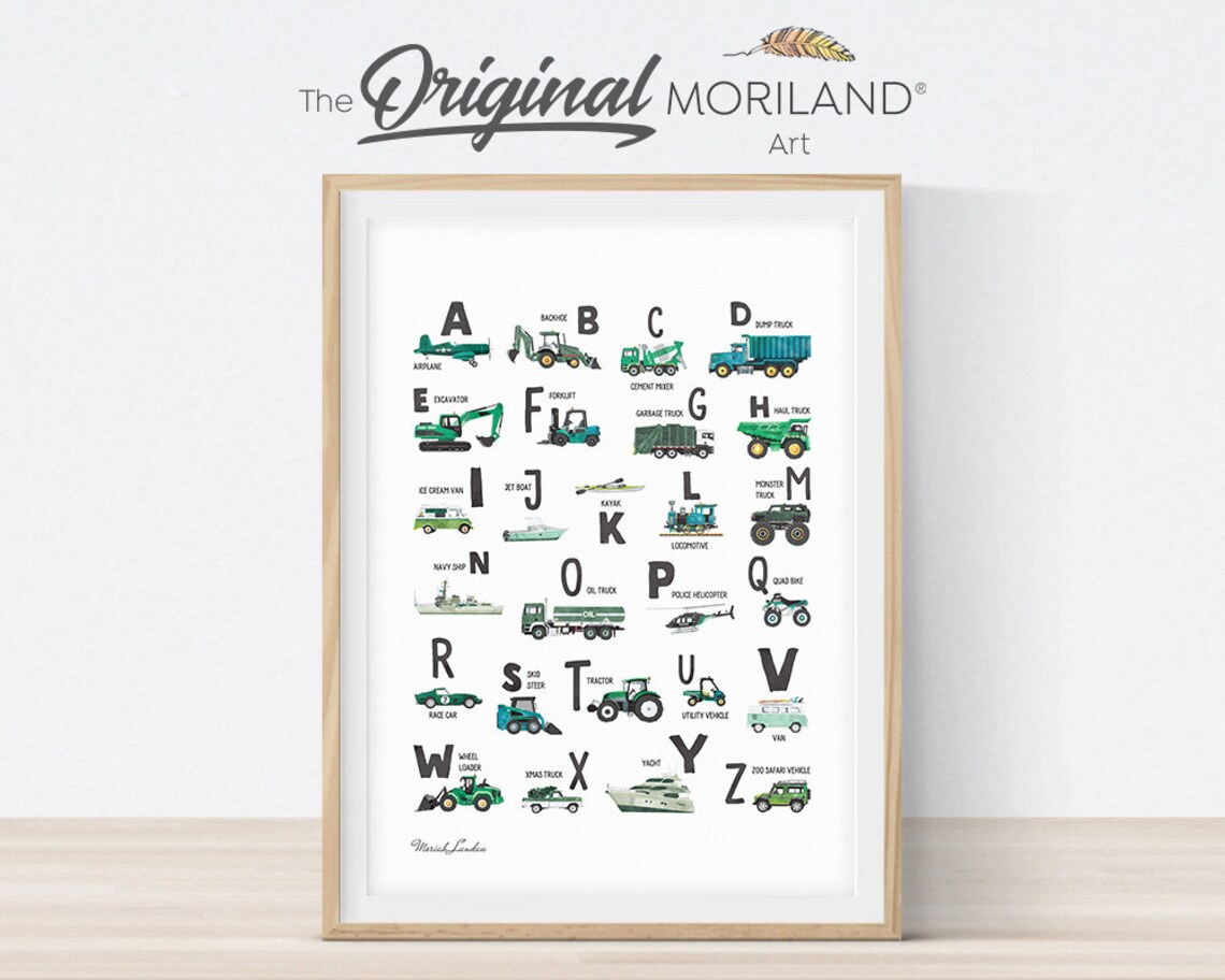 Alphabet Print Vertical Transportation Alphabet Poster - Etsy