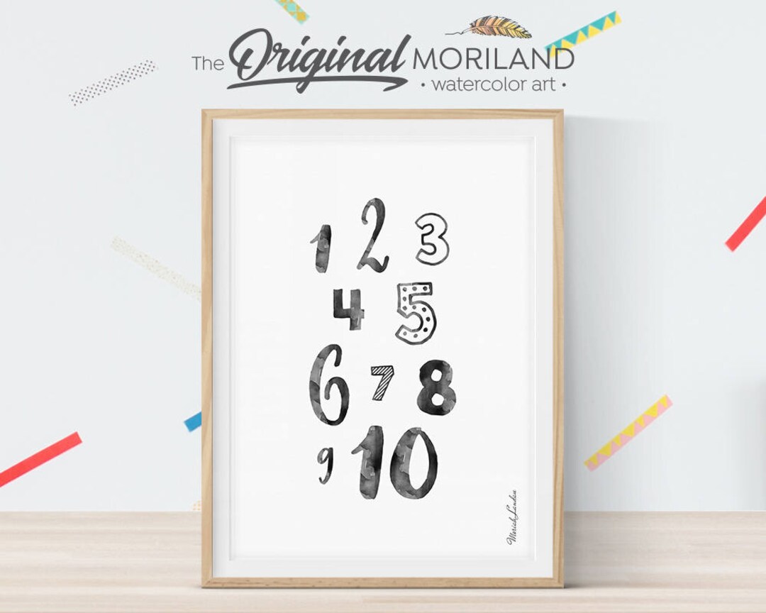 Numbers Print, Numbers Poster, Print Numbers, Black and White Nursery ...