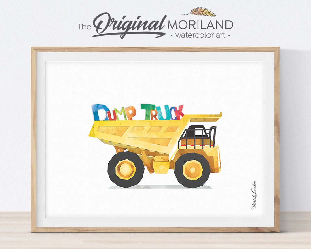 Dump Truck Print, Construction Vehicle Print, Toddler Room Decor, Boy ...