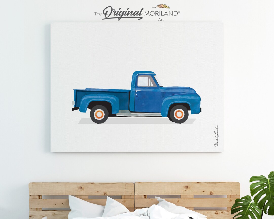 Vintage Blue Truck Canvas Print - Boys Nursery Decor - Etsy