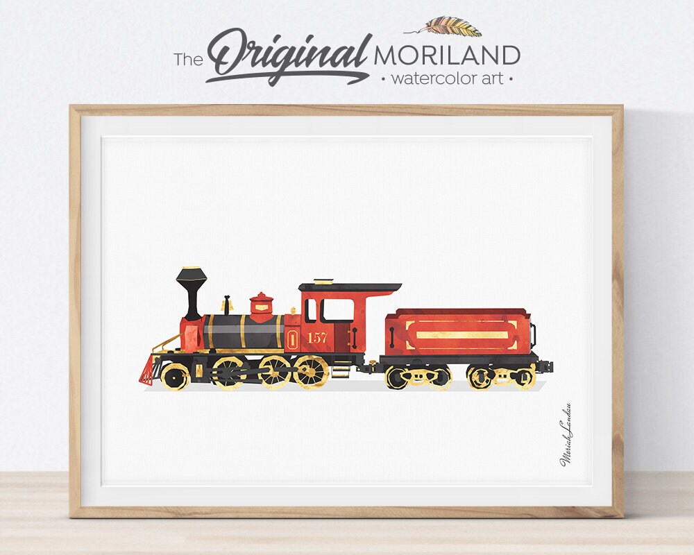 Vintage Steam Engine Art Print, Locomotive Wall Decor (digital Download ...