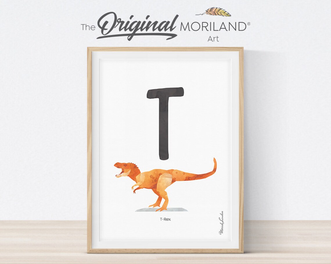 T-rex Alphabet Letter T Print, Dinosaur Nursery Art (digital Download ...
