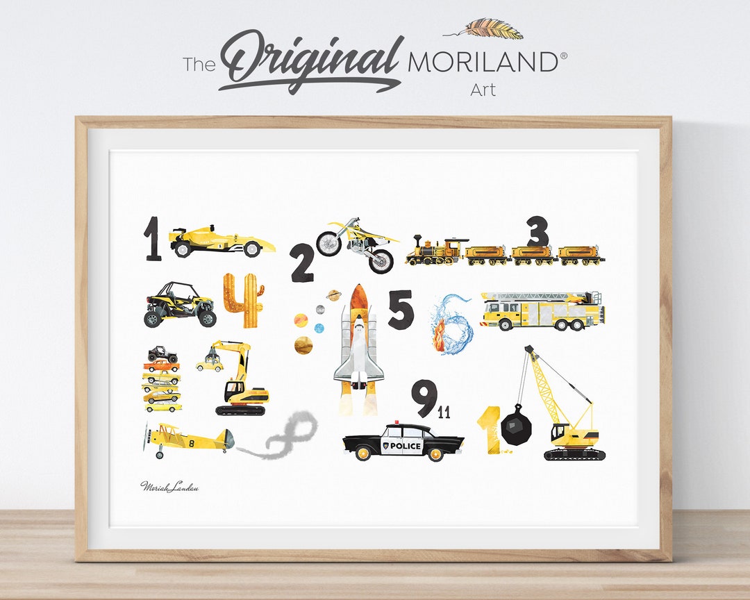 Numbers Print, Numbers Transportation Poster, Preschool Printable ...