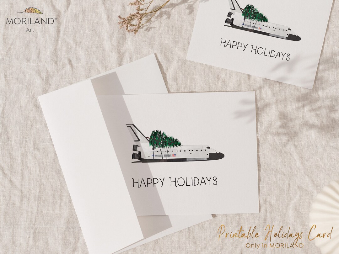 Printable Happy Holidays Card of Space Shuttle With Christmas Tree | by ...
